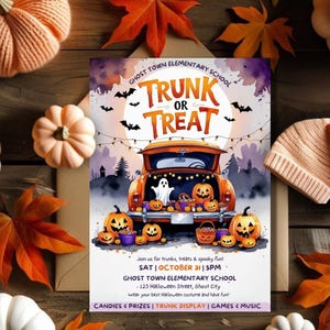 Trunk or Treat Invitation Template, Editable School Trunk or Treat ...