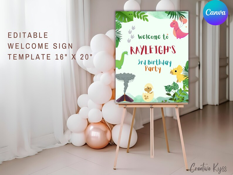 Dinosaur Theme Birthday Welcome Sign Template Dinosaur Welcome Sign ...