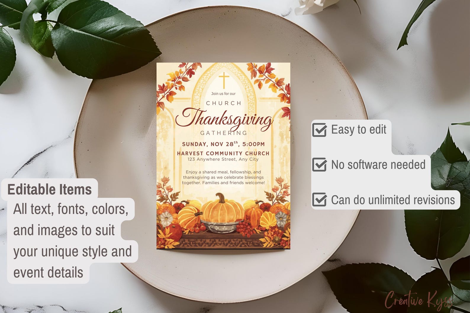 Church Thanksgiving Invitation Template, Community Thanksgiving Dinner ...