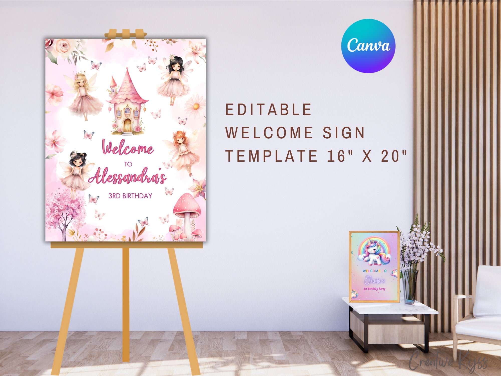 Editable Fairy Birthday Welcome Sign Template | Magical Fairy Tale ...