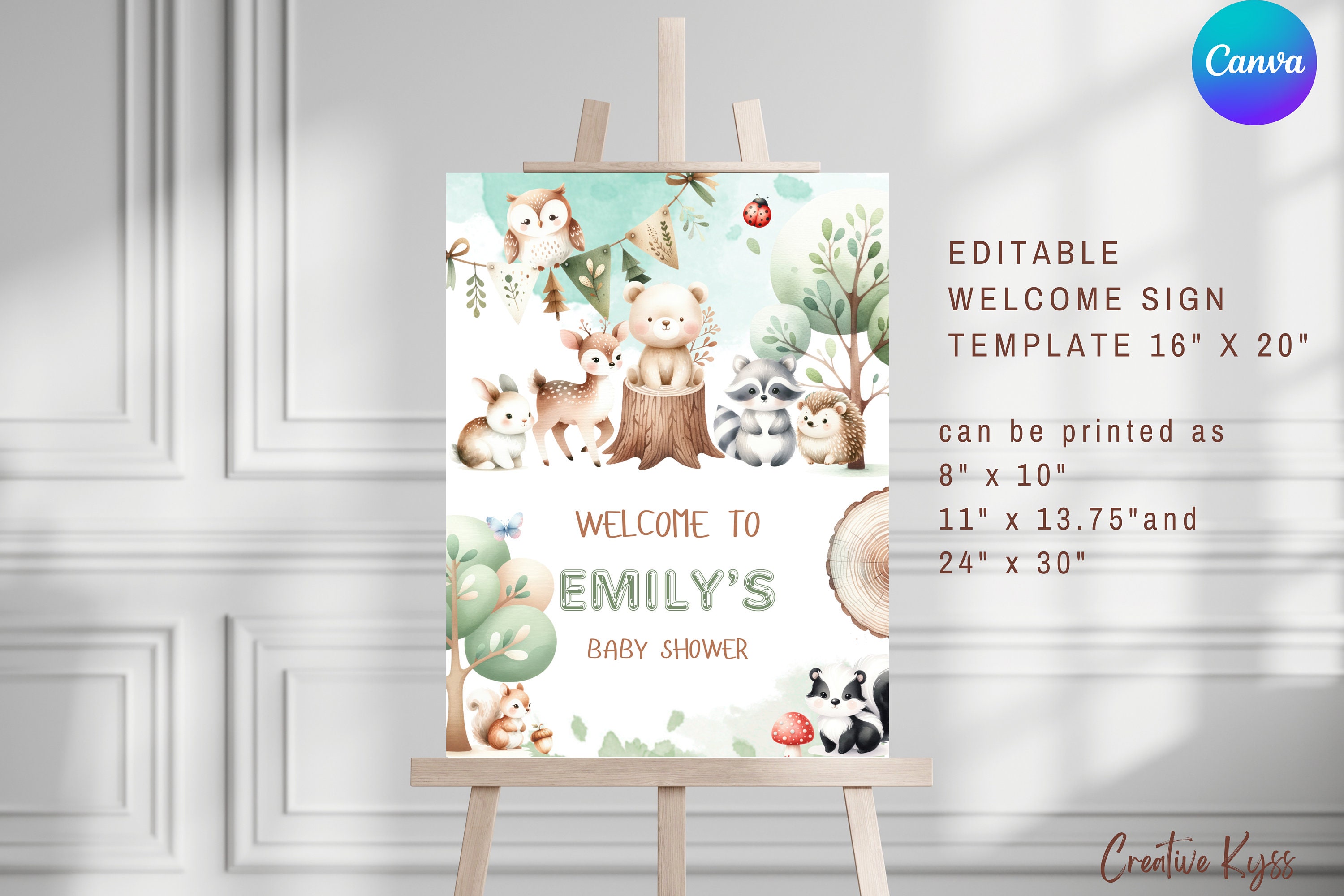 Editable Woodland Baby Shower Welcome Sign Template, Gender Neutral ...