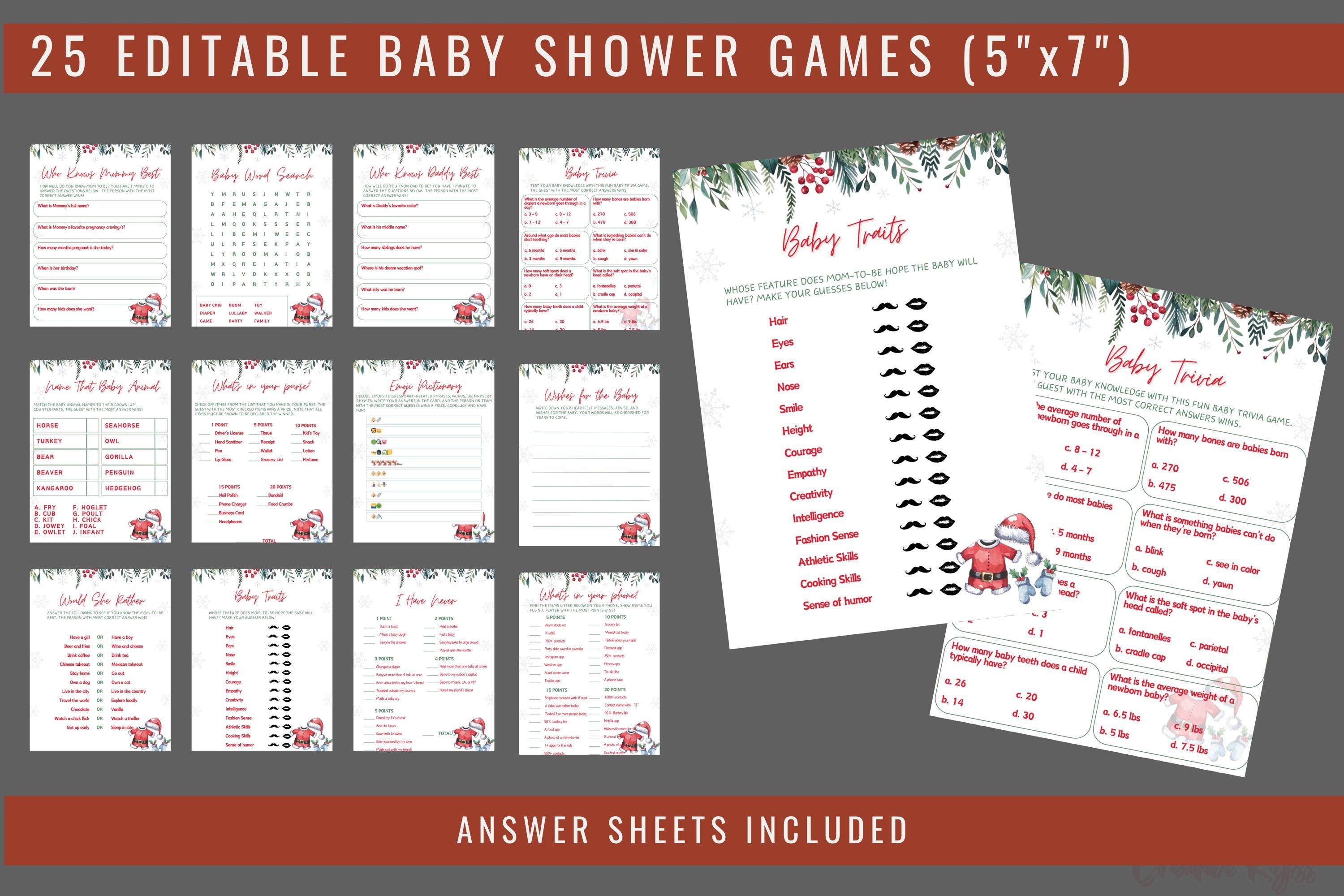 Christmas Baby Shower Bundle, Santa Baby Shower Invitation Set, Santa ...