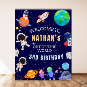Outer Space Birthday Welcome Sign Template | Astronaut and Planet ...