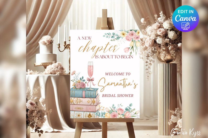 A New Chapter Bridal Shower Welcome Sign Template, Next Chapter Bridal ...