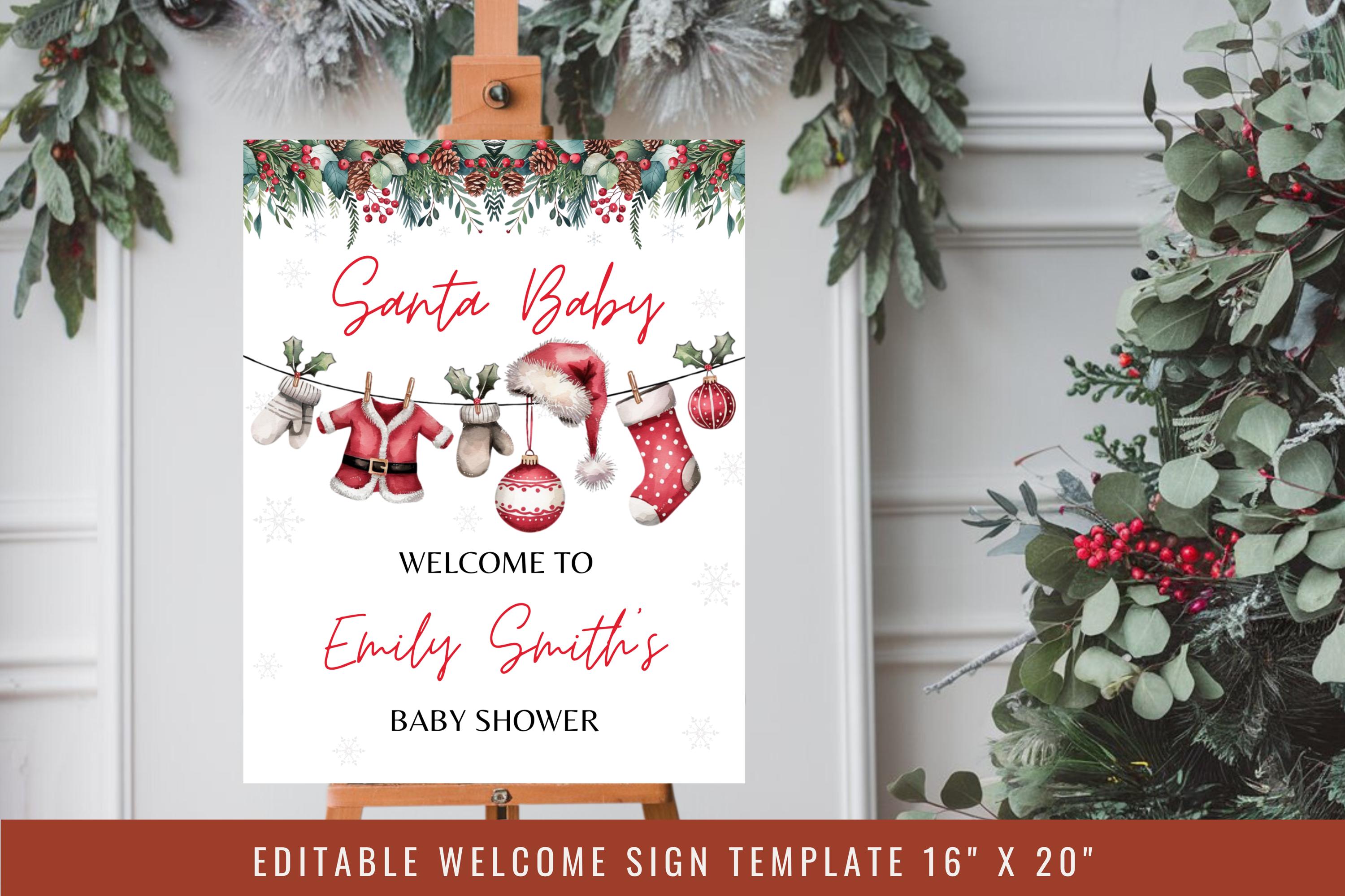 Christmas Baby Shower Bundle, Santa Baby Shower Invitation Set, Santa ...