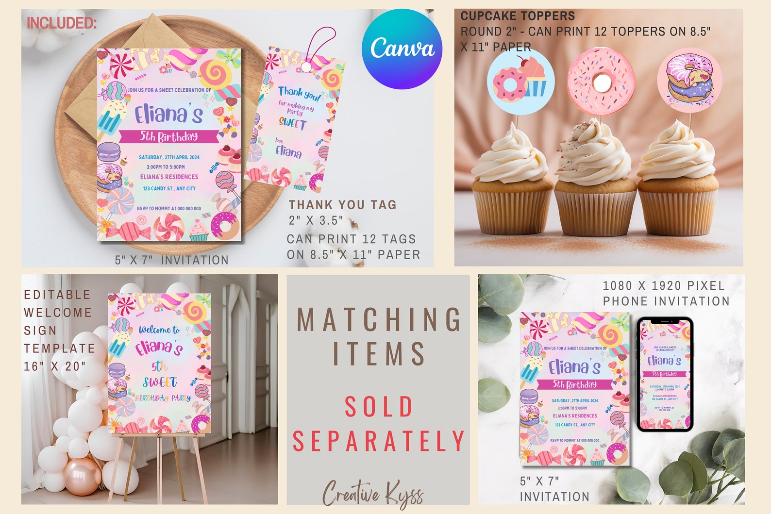 Editable Sweet Candy Land Birthday Banner, Sweets Birthday Banner ...