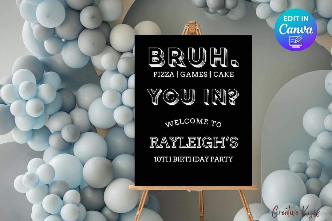 Bruh Birthday Party Welcome Sign Template, Bruh Party Entrance Sign ...