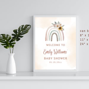 Boho Rainbow Baby Shower Welcome Sign Template, Minimalist Boho Rainbow ...