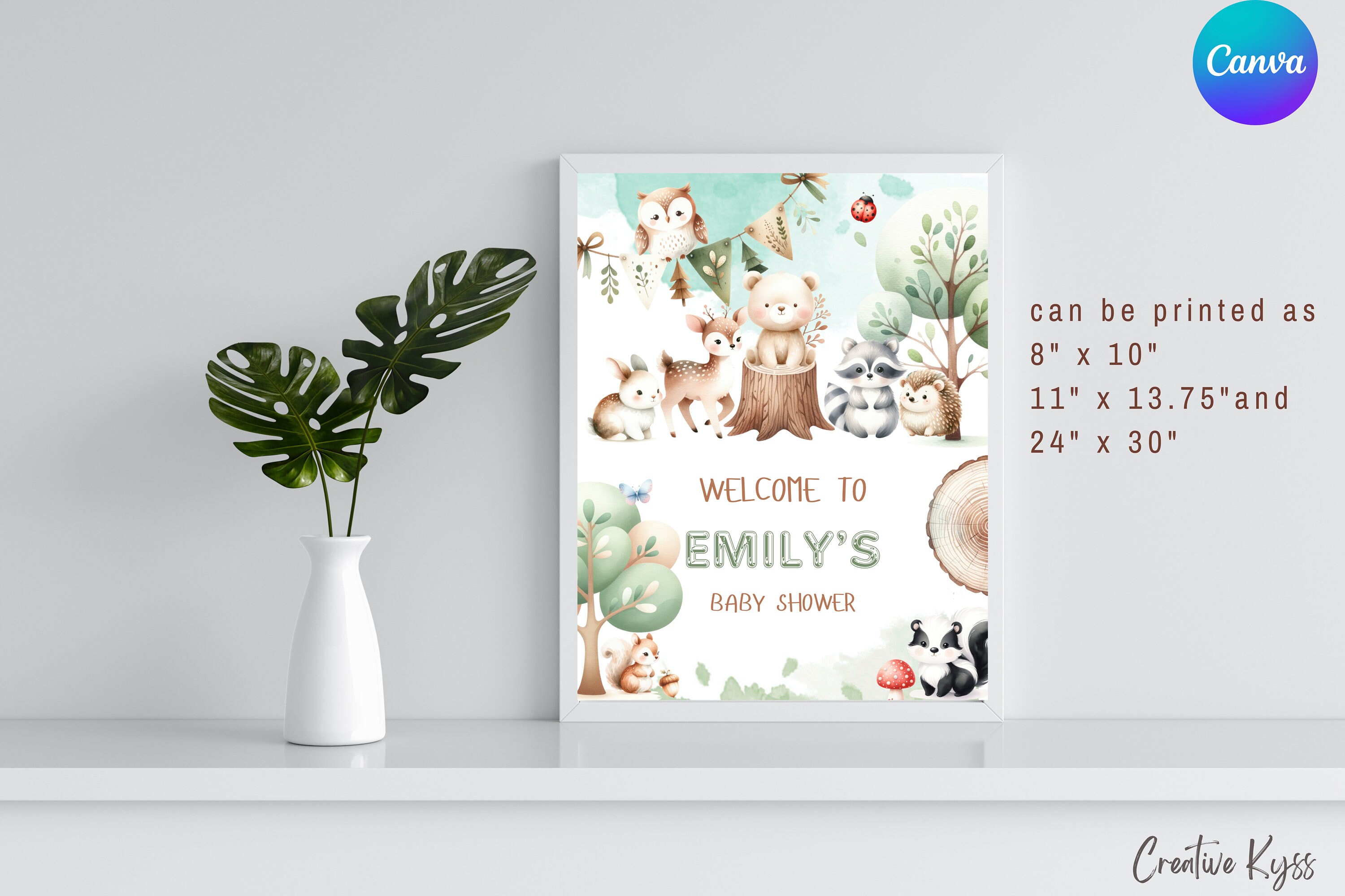 Editable Woodland Baby Shower Welcome Sign Template, Gender Neutral ...