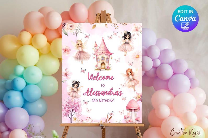 Editable Fairy Birthday Welcome Sign Template | Magical Fairy Tale ...