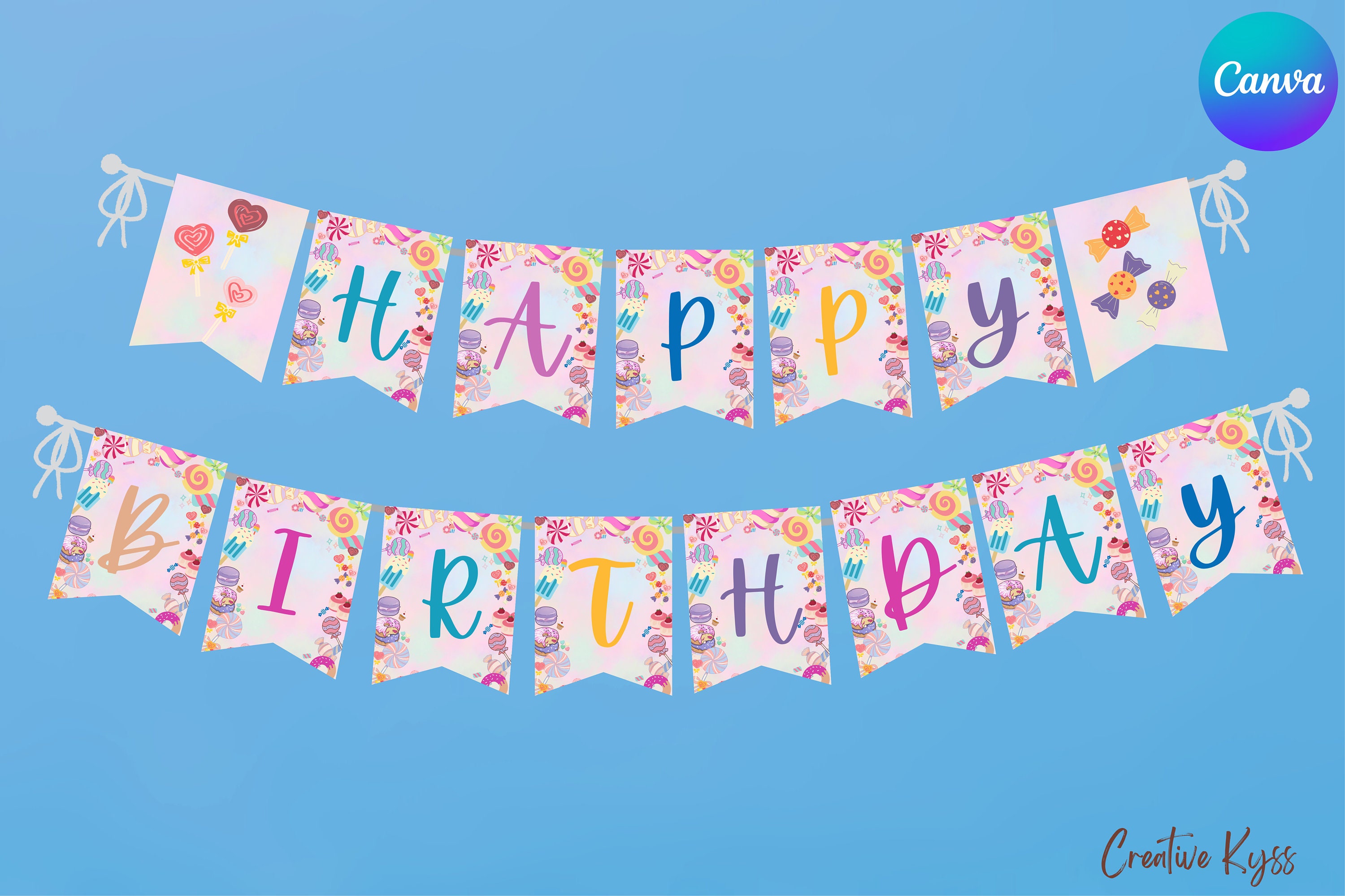 Editable Sweet Candy Land Birthday Banner, Sweets Birthday Banner ...