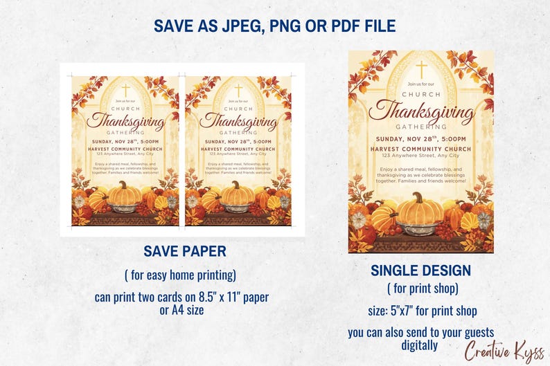 Church Thanksgiving Invitation Template, Community Thanksgiving Dinner ...