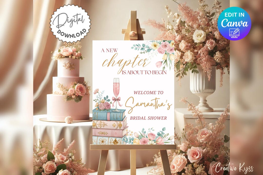 A New Chapter Bridal Shower Welcome Sign Template, Next Chapter Bridal ...