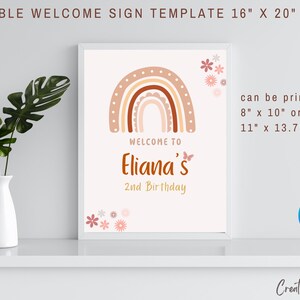 Boho Rainbow Birthday Welcome Sign Template | Minimalist Rainbow ...