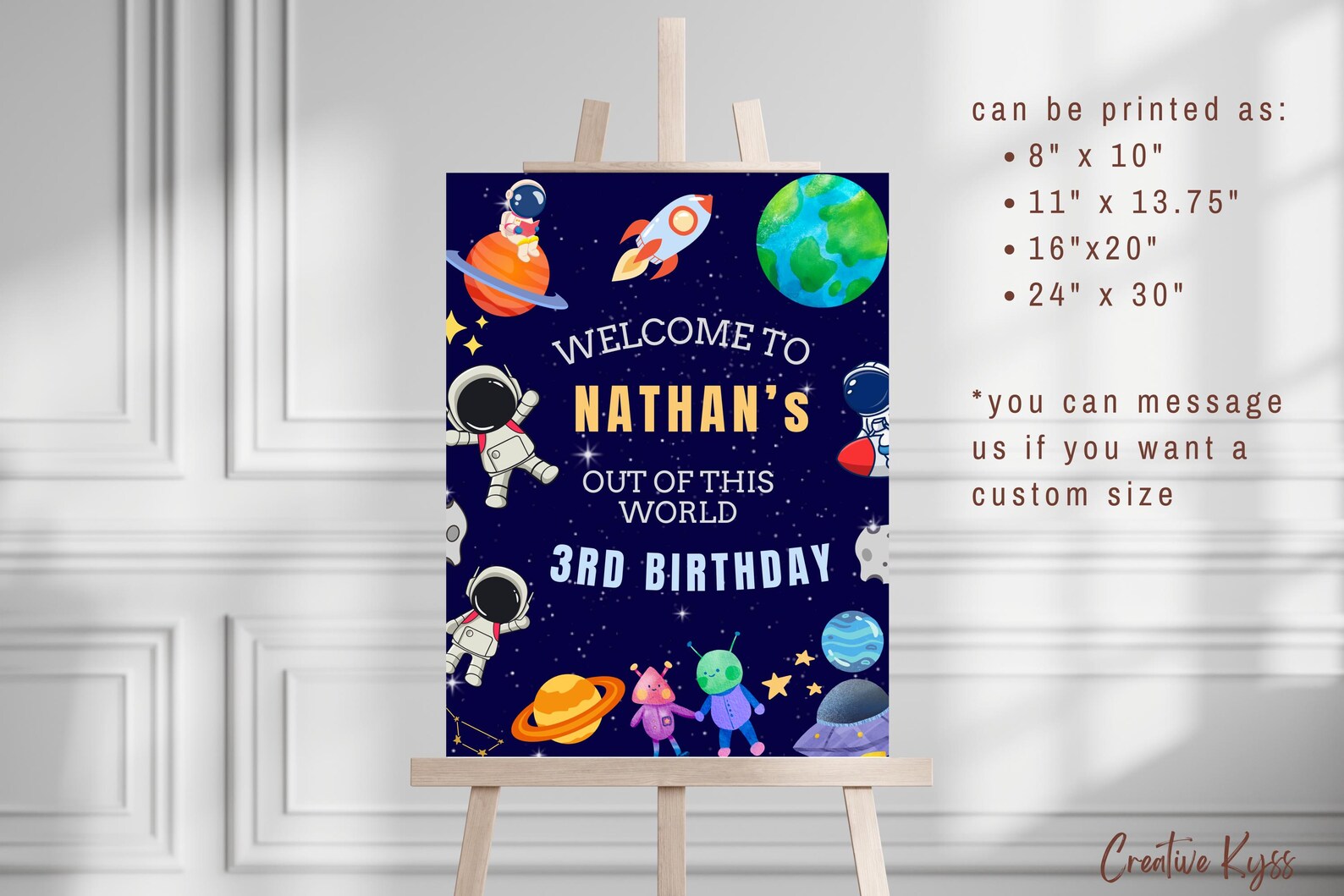 Outer Space Birthday Welcome Sign Template | Astronaut and Planet ...