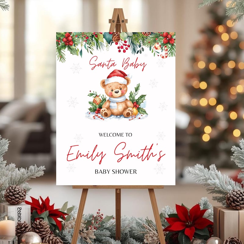 Holiday Bear Welcome Sign - Etsy