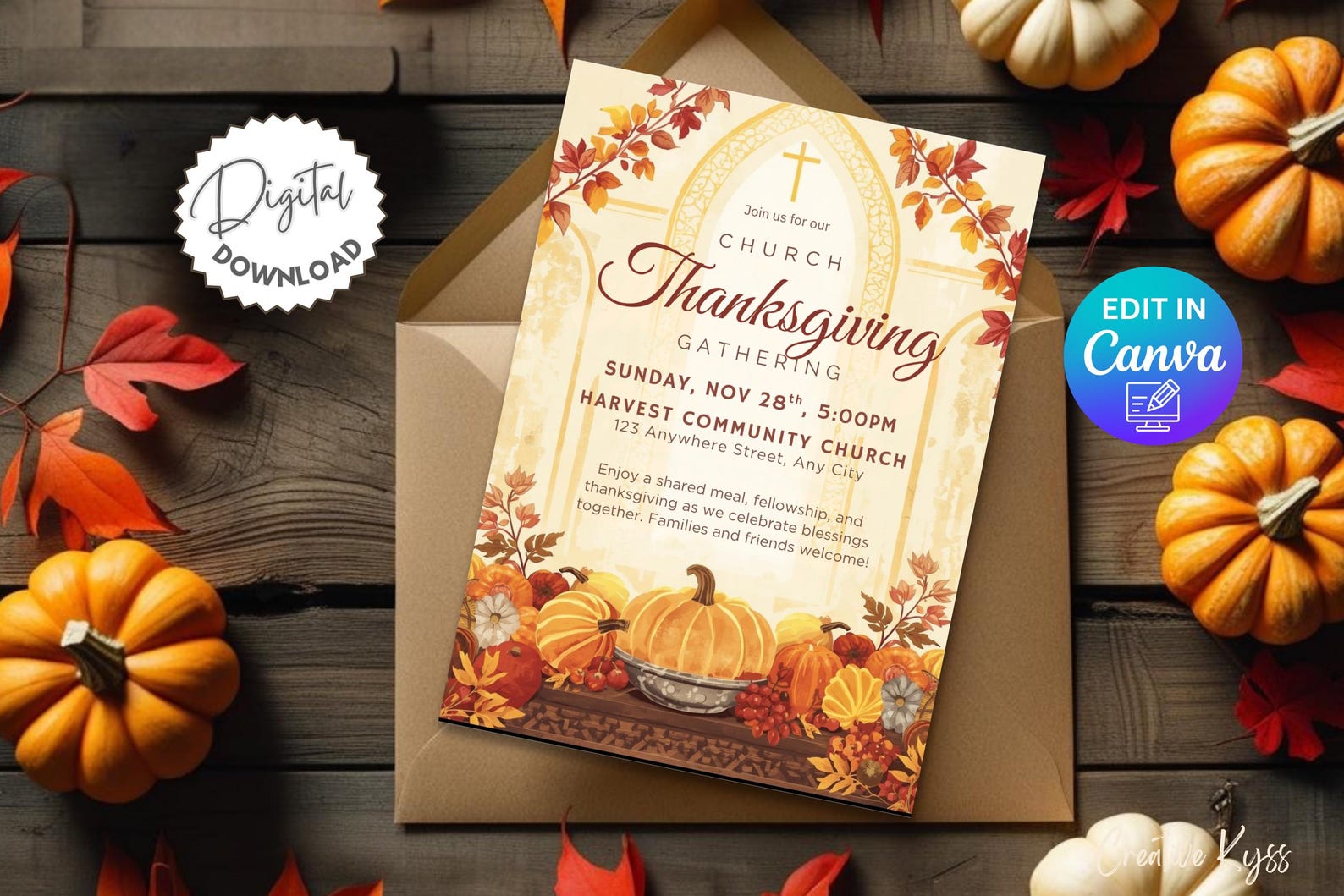 Church Thanksgiving Invitation Template, Community Thanksgiving Dinner ...