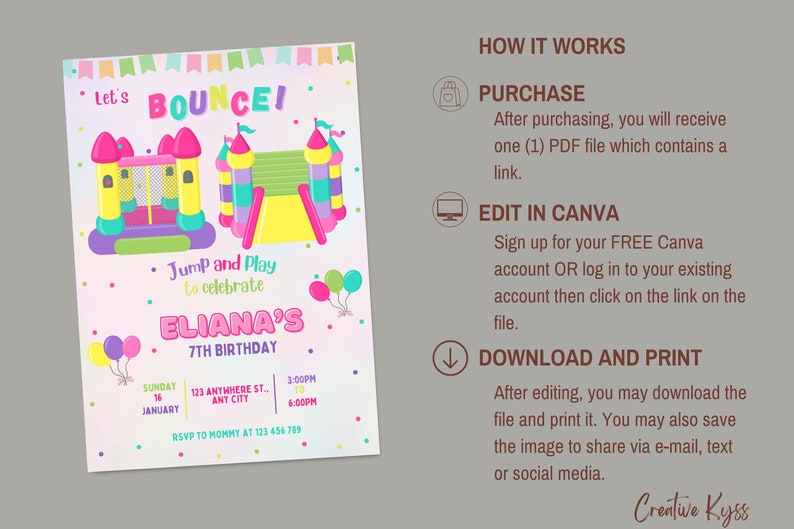 Bounce House Birthday Party Invitation Template, Bounce House Birthday ...
