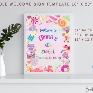 Editable Sweet Candy Land Welcome Sign, Sweets Welcome Sign Template ...