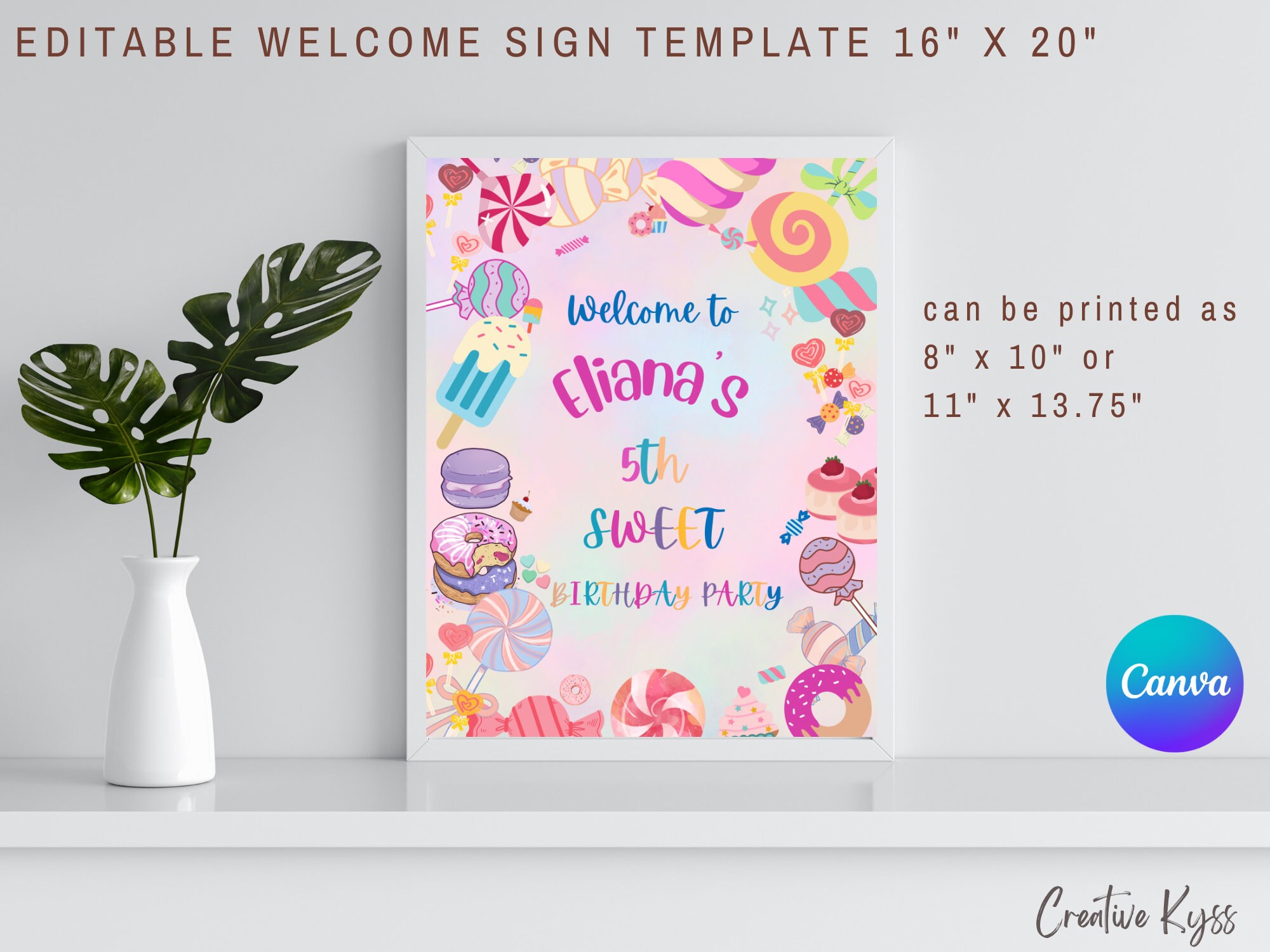 Editable Sweet Candy Land Welcome Sign, Sweets Welcome Sign Template ...