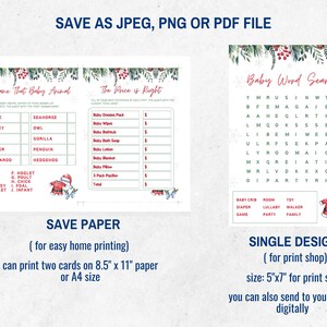 Christmas Baby Shower Game Set Template, Santa Baby Shower Games Bundle ...