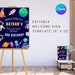 Outer Space Birthday Welcome Sign Template Astronaut and Planet ...