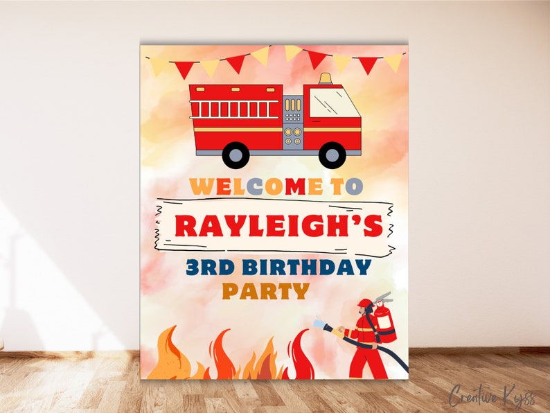 Firetruck Birthday Welcome Sign Template Firetruck Birthday Welcome ...