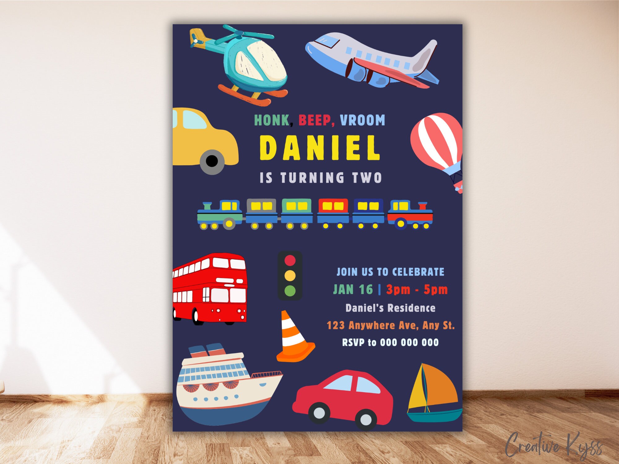 Transportation Birthday Invitation Template With Free Thank You Tag ...