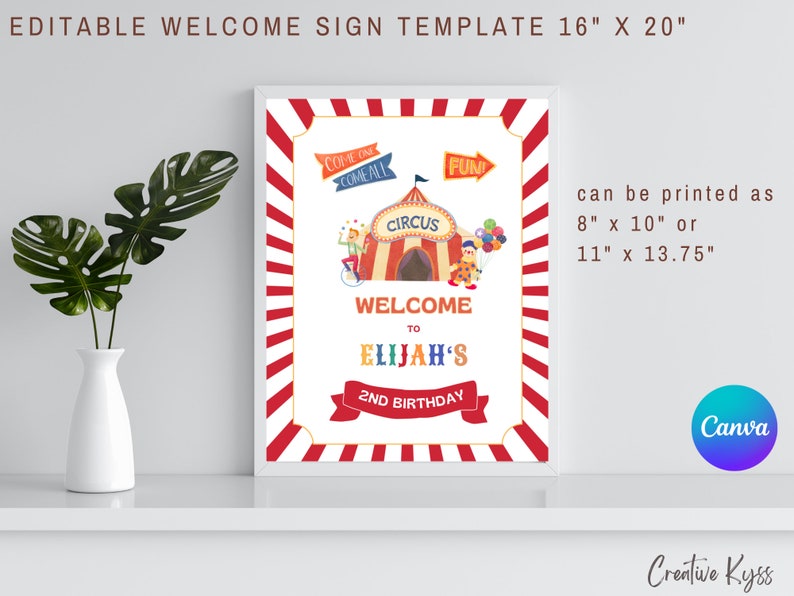 Carnival Birthday Welcome Sign Template | Circus Birthday Welcome Sign ...
