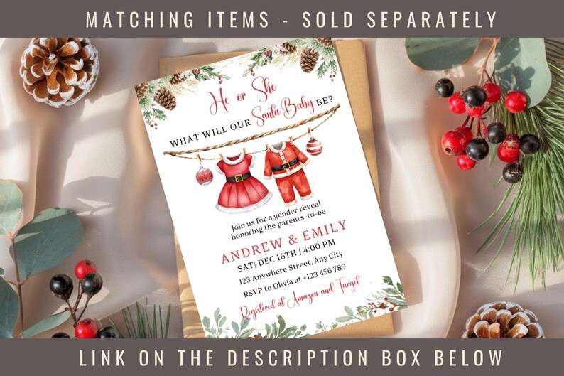 Santa Baby Gender Reveal Welcome Sign Template, Christmas Gender Reveal ...