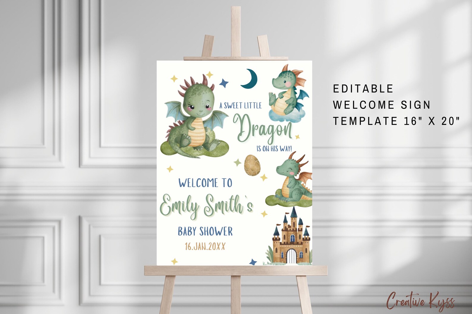 Dragon Baby Shower Welcome Sign Template, A Little Dragon Baby Shower ...