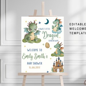 Dragon Baby Shower Welcome Sign Template, A Little Dragon Baby Shower ...