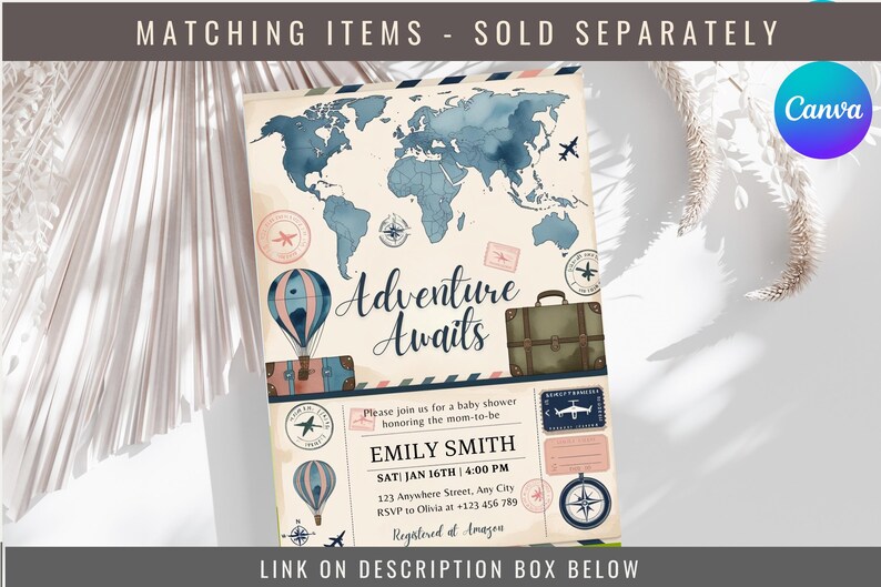 Adventure Awaits Baby Shower Diaper Raffle Game Template, Travel Baby ...