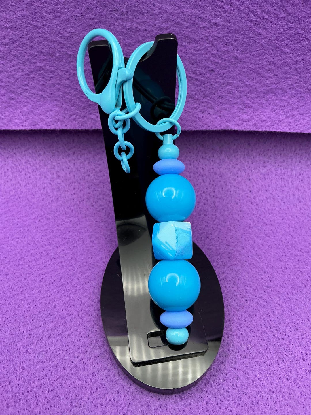Acrylic Blue Beads Keychain/zipper Pull With Blue Hardware and Ocean ...
