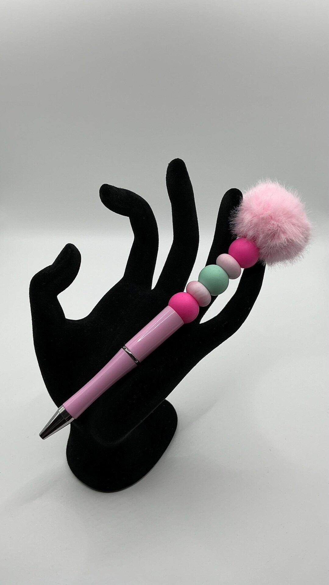 Pink Ballpoint Pen With Black Ink. Green, Light and Medium Pink ...