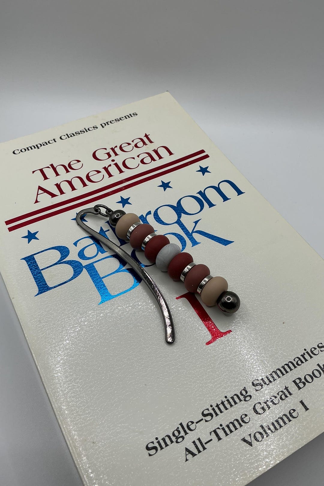 Beaded Gun Metal Bookmark With Tan, Brown, Maroon, & Marbled White ...
