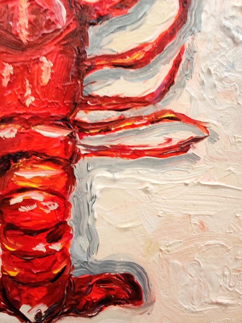 Red Lobster Oil Painting Wall Art, Sea Life Artwork, Hand-painted Red ...