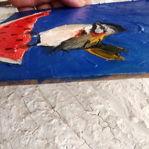 Real Little Chickadee Oil Painting, Impasto Style Colorful Fruit Oil ...