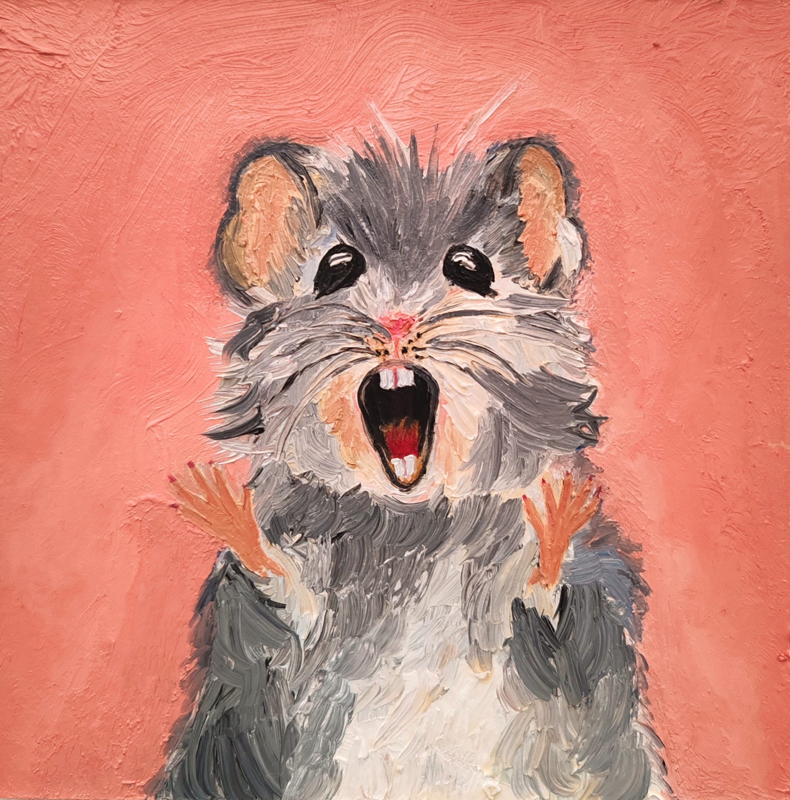 Hamster Painting White Rat Painting Original Art Mouse Imppasto Oil ...