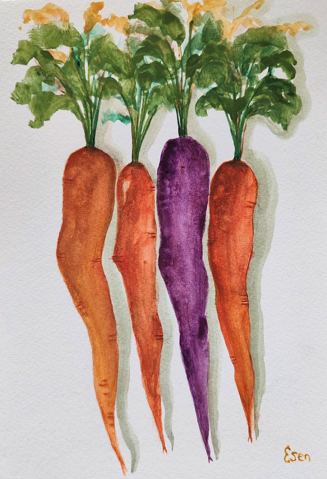 Carrots Painting Kitchen Wall Art, Kitchen Carrots Watercolor Painting ...