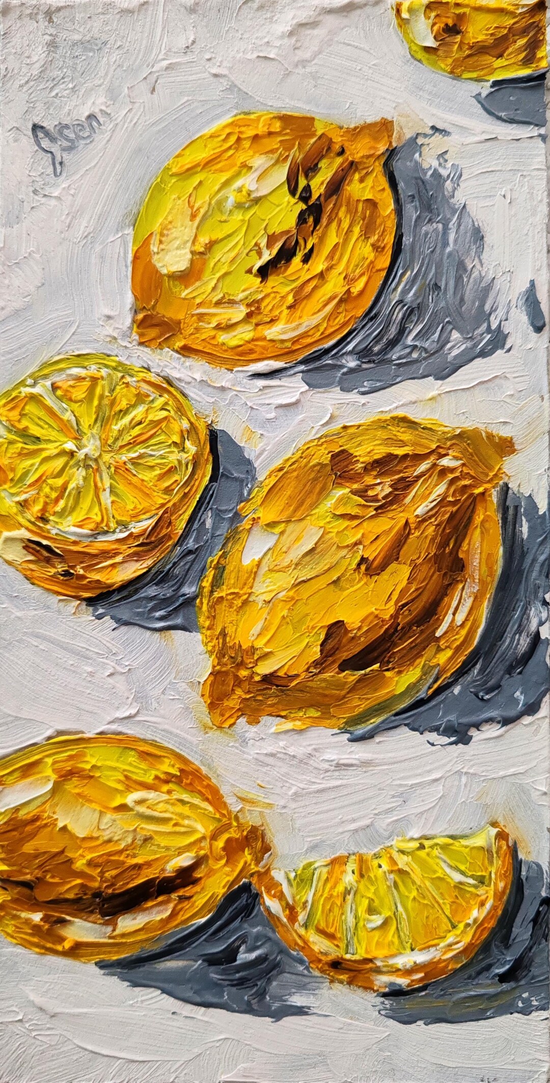 Fresh Lemon Still Life Original Lemon Oil Painting Fruit Artwork ...
