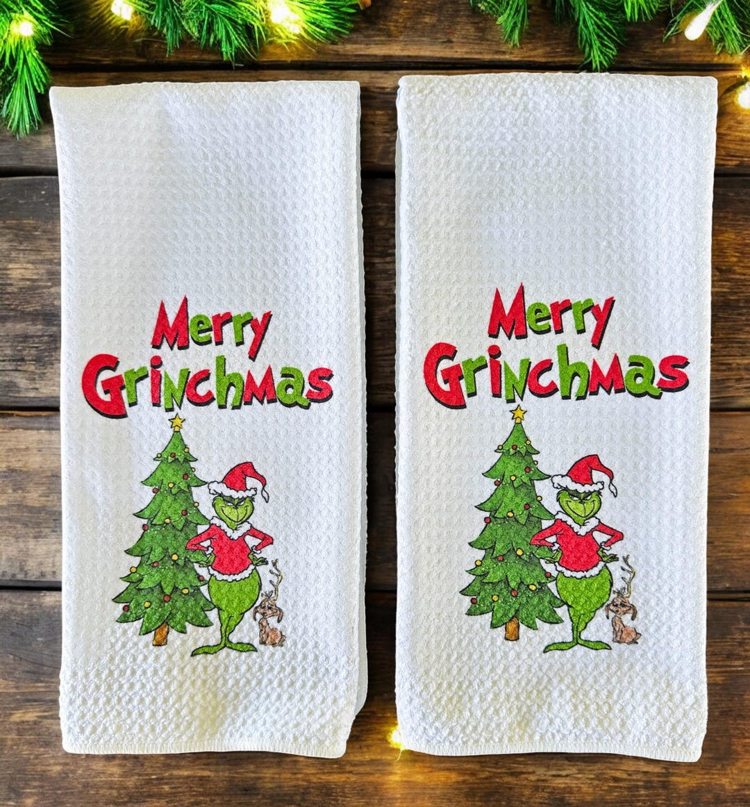 Grinch-inspired Christmas Tea Towels - Set of 2! - Etsy