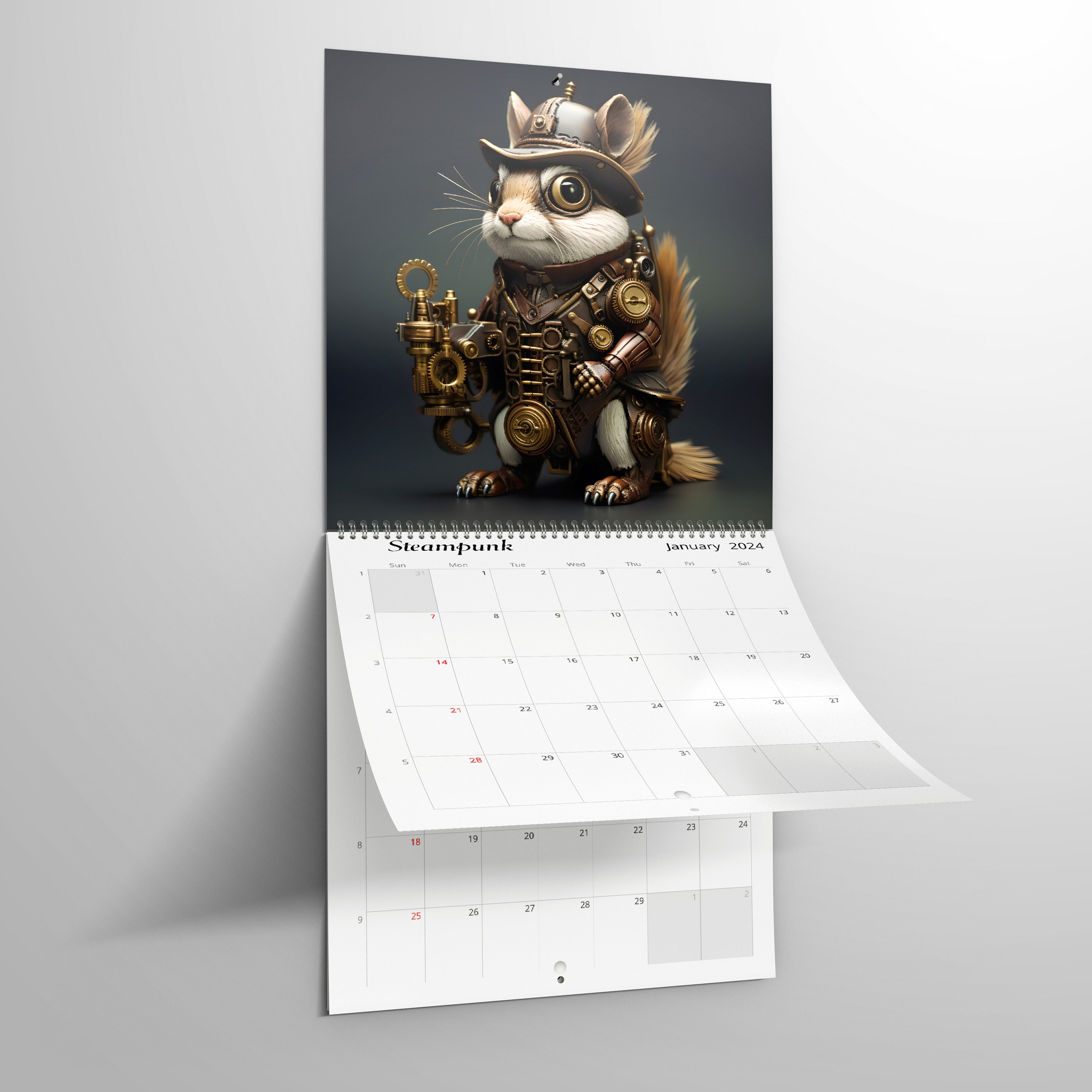 STEAMPUNK WOODLAND ANIMALS Calendar 2024 8.5 X 8.5 is a Great, Fun Gift ...