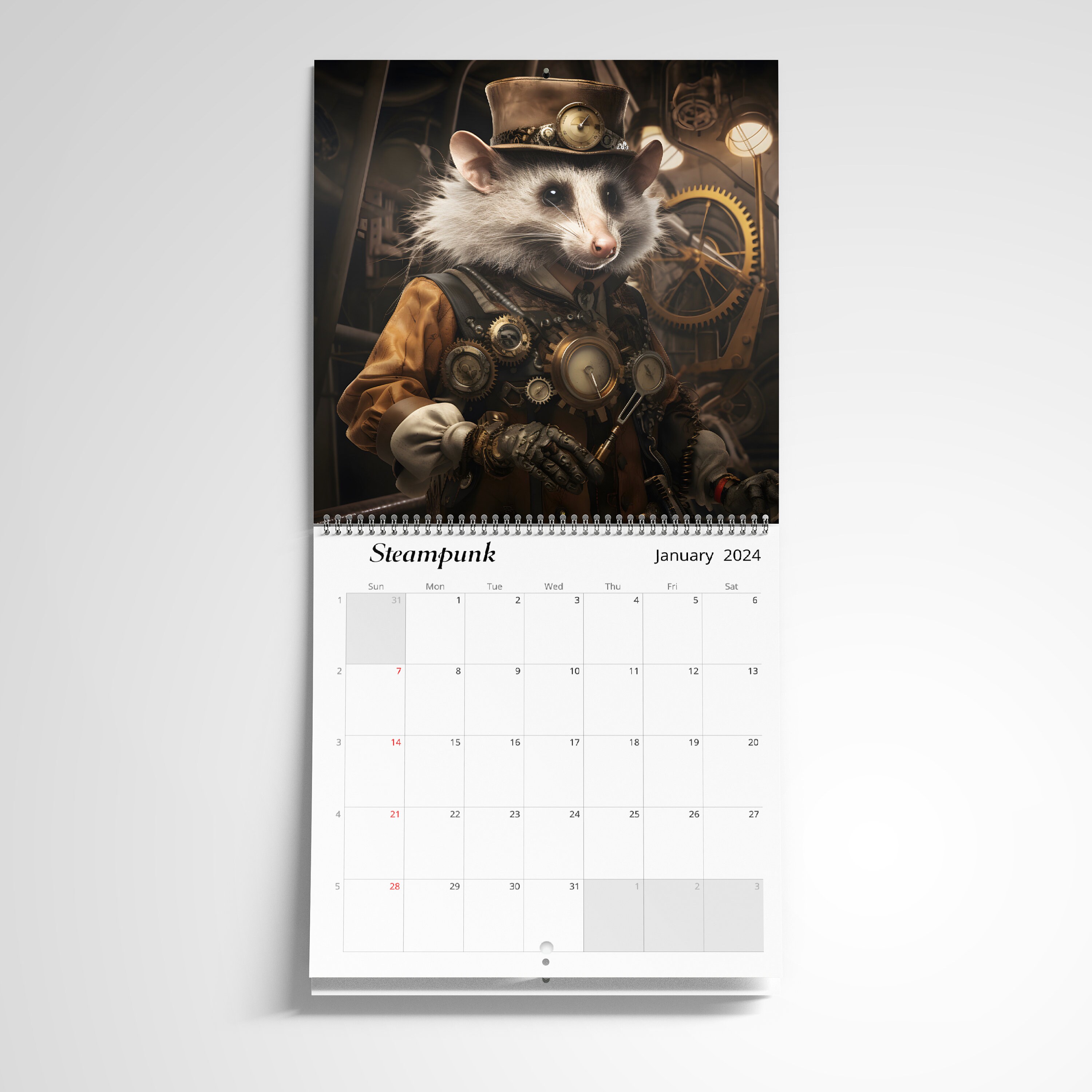 STEAMPUNK WOODLAND ANIMALS Calendar 2024 8.5 X 8.5 is a Great, Fun Gift ...