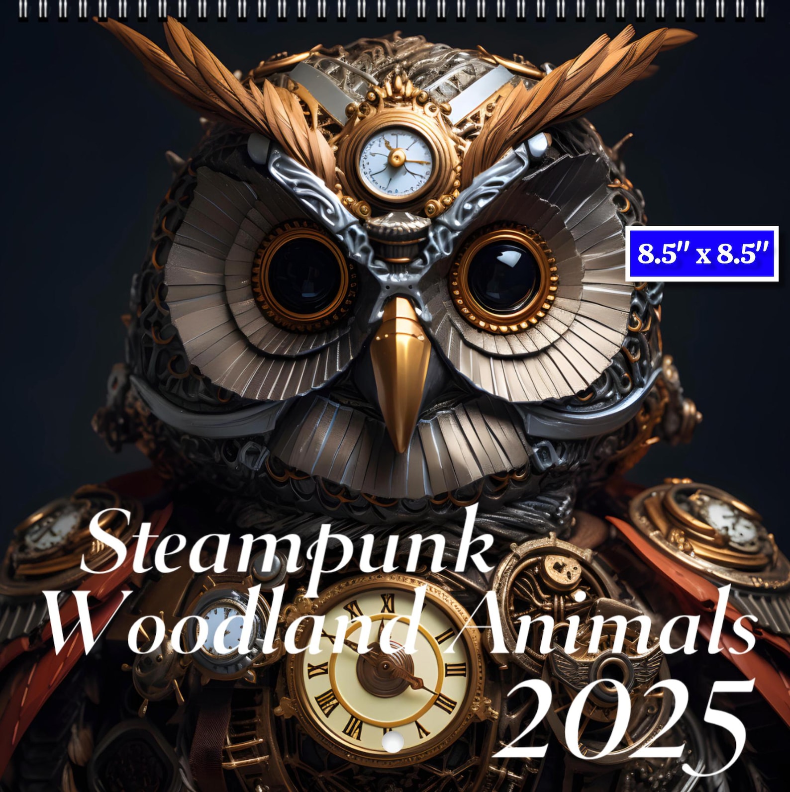 Steampunk Woodland Animals Calendar 1 two Sizes: 8.5x8.5 & 11x8.5 Makes ...