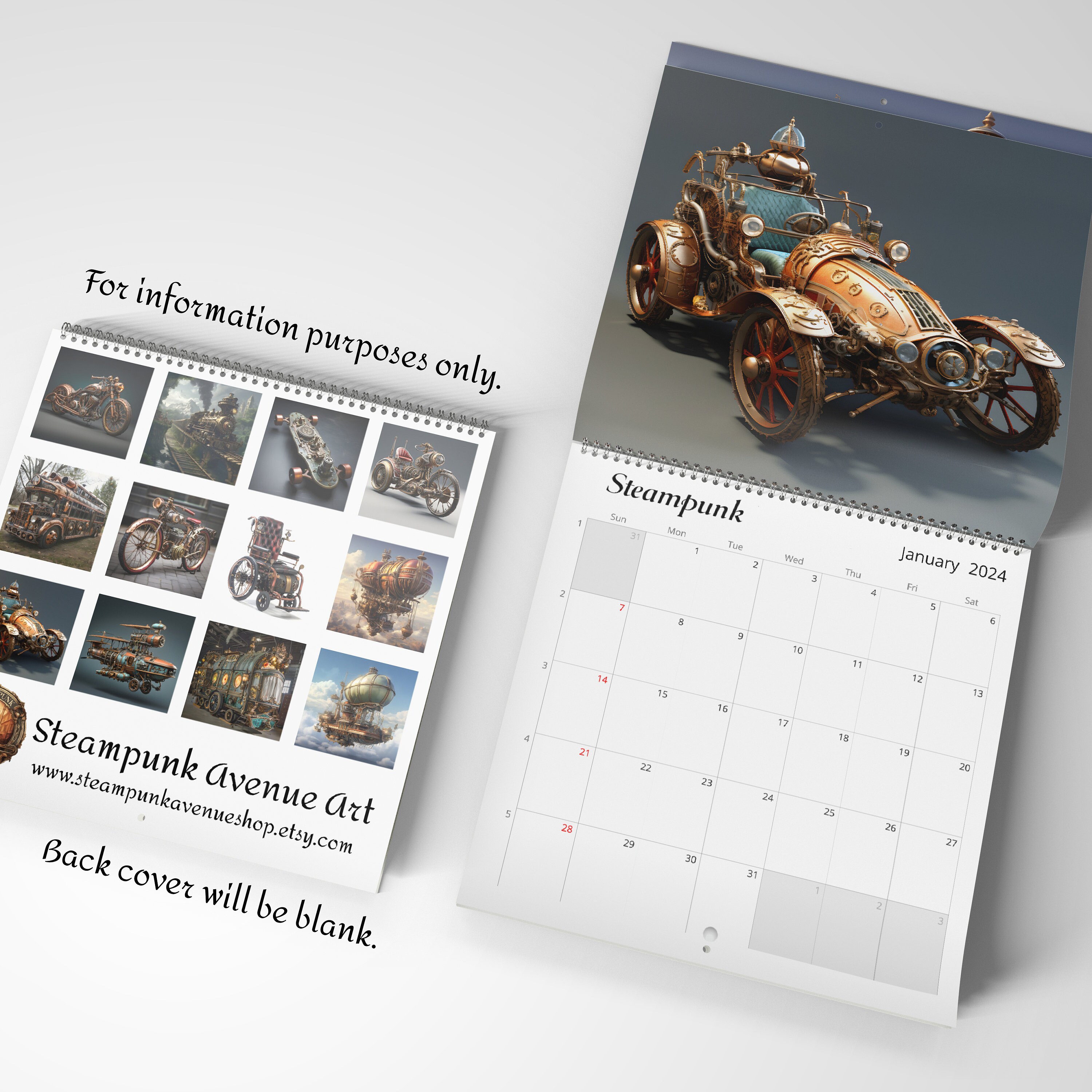 STEAMPUNK TRANSPORTATION CALENDAR 2024 8.5 X 8.5 is a Great, Fun Gift ...