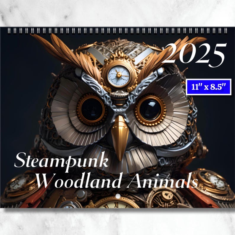 Steampunk Woodland Animals Calendar 1 two Sizes: 8.5x8.5 & 11x8.5 Makes ...