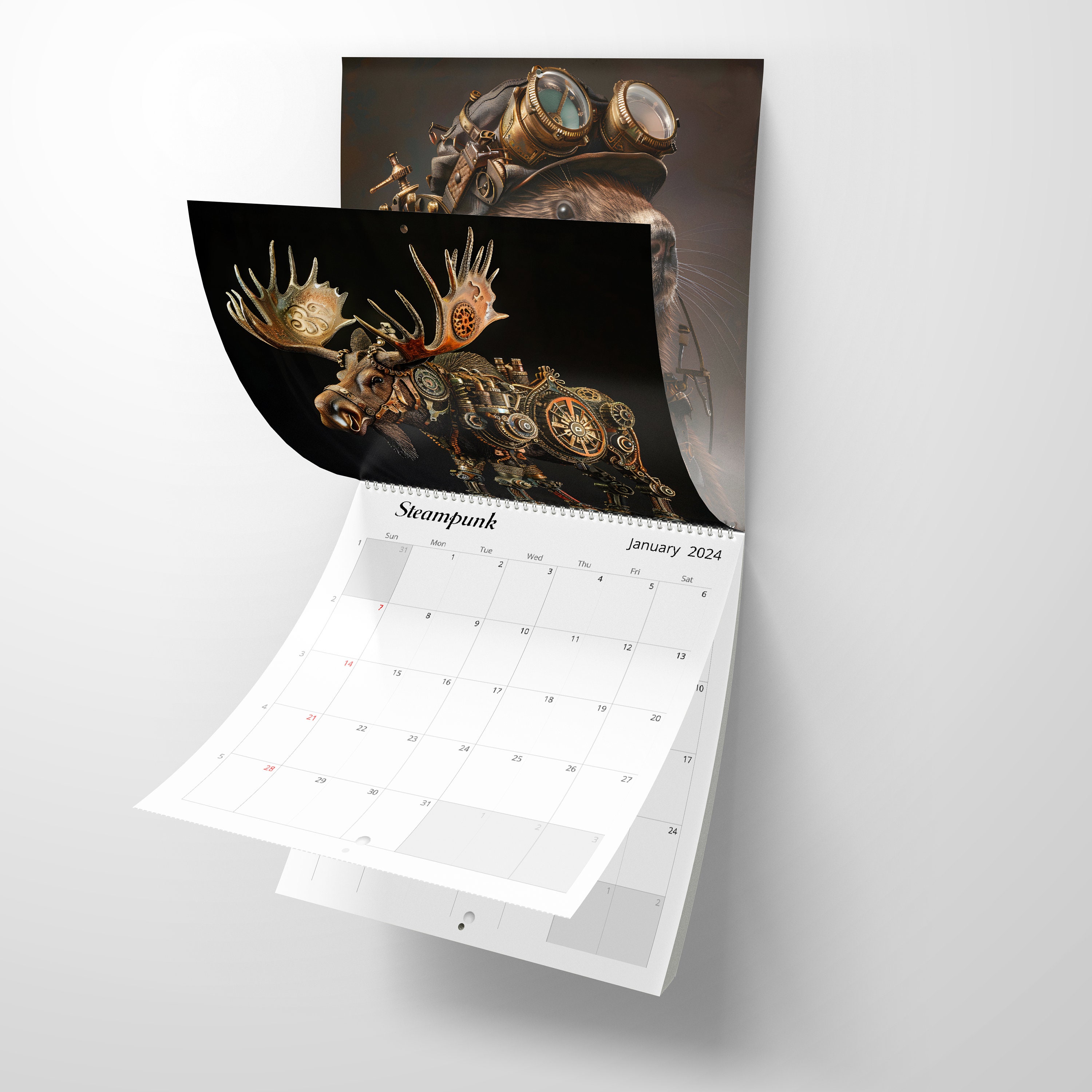 STEAMPUNK WOODLAND ANIMALS Calendar 2024 8.5 X 8.5 is a Great, Fun Gift ...