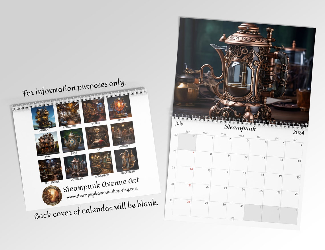 STEAMPUNK HOME CALENDAR 2024 H 11 X 8.5 a Great Gift for Anyone ...