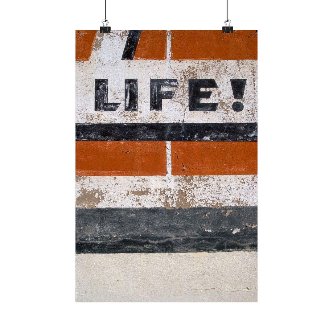 Retro 'LIFE!' Typography Poster Matte Vertical Poster Vintage Stripes ...